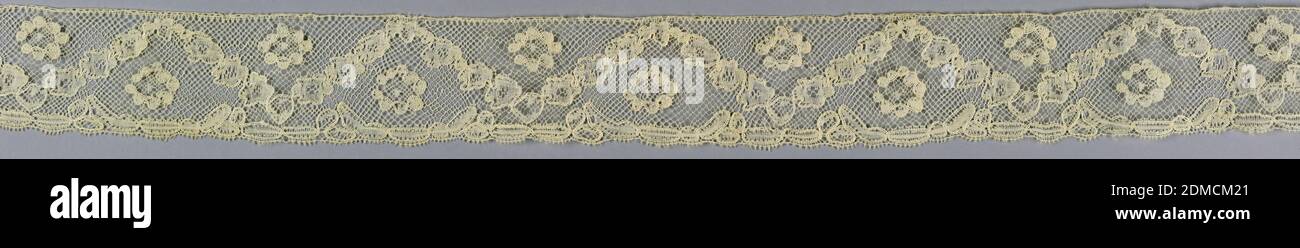Border, Medium: linen Technique: bobbin lace made in Lille style with ...