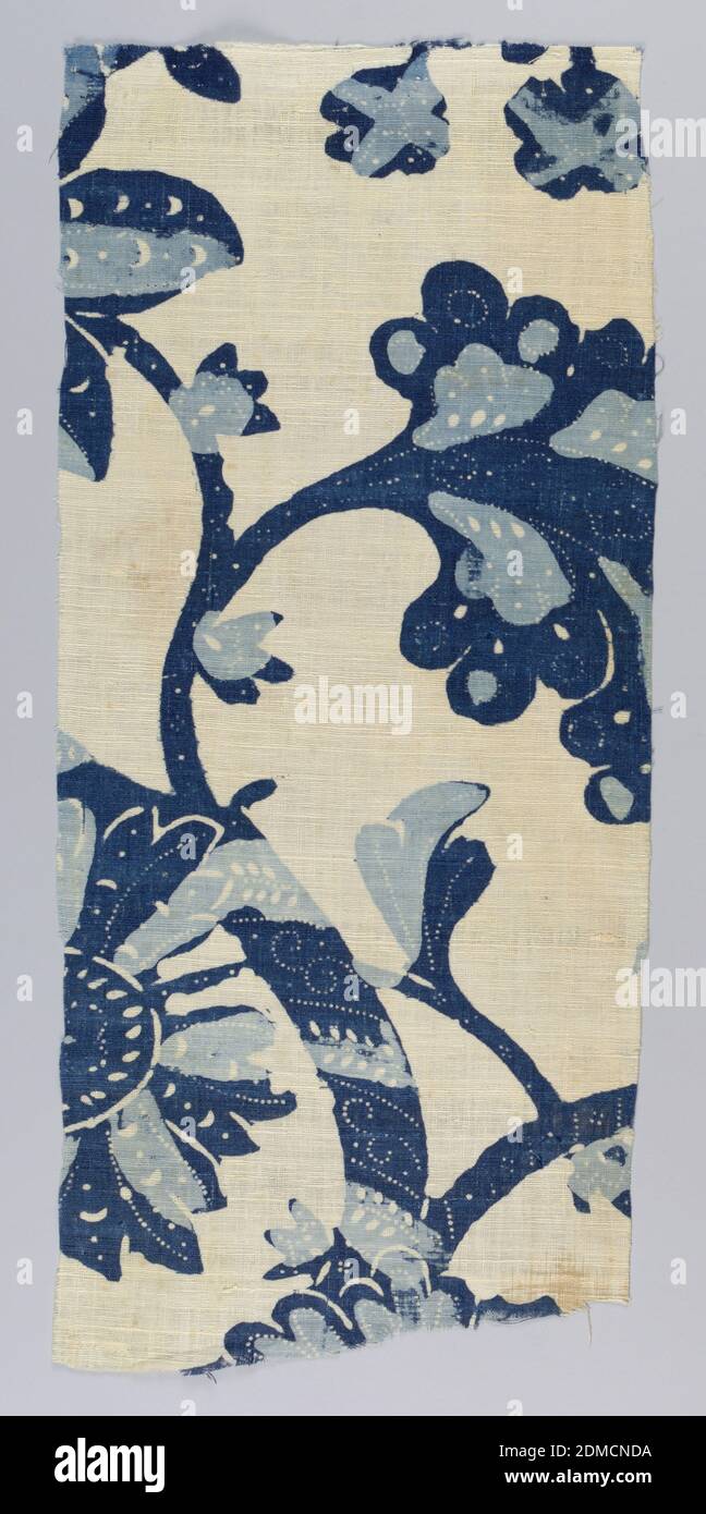 Textile, Medium: cotton Technique: resist printed on plain weave ...