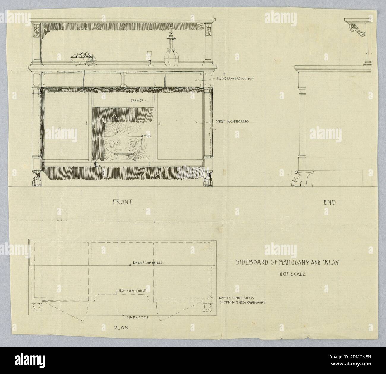 Design for Sideboard of Mahogany and Inlay, A.N. Davenport Co., Pen and ...