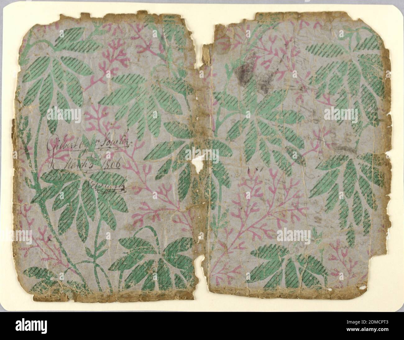 Sidewall - fragment, Block-printed, distemper colors, Large pattern of ...