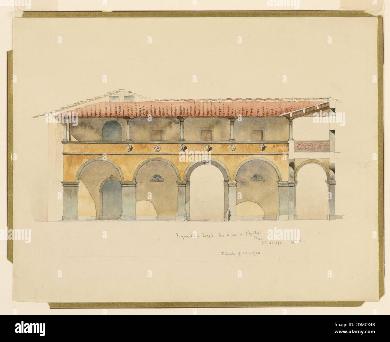 Fragment de la Loggia dans la cour de l'Hopital, Pisa, Whitney Warren ...