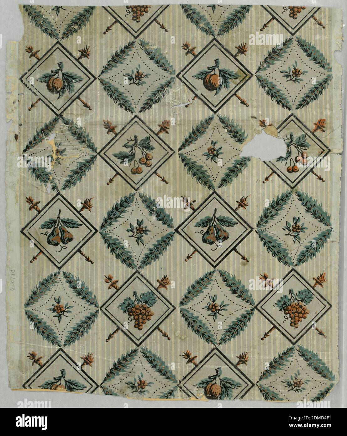 Sidewall, Block-printed on handmade paper, Two pieces of original ...