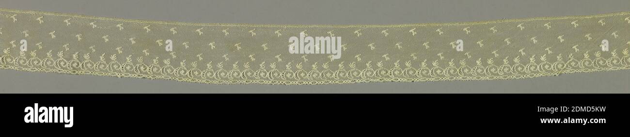 Border, Medium: linen Technique: bobbin lace, Mechlin style, Border of ...