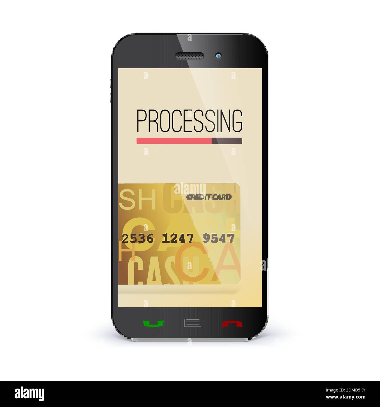 Smartphone with processing of data on display. Screen of bank operation ...