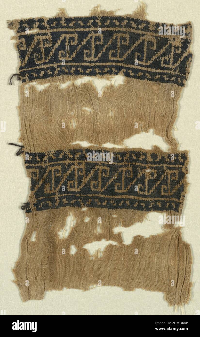 Textile, Medium: linen, silk Technique: embroidered, Rectangle of ...