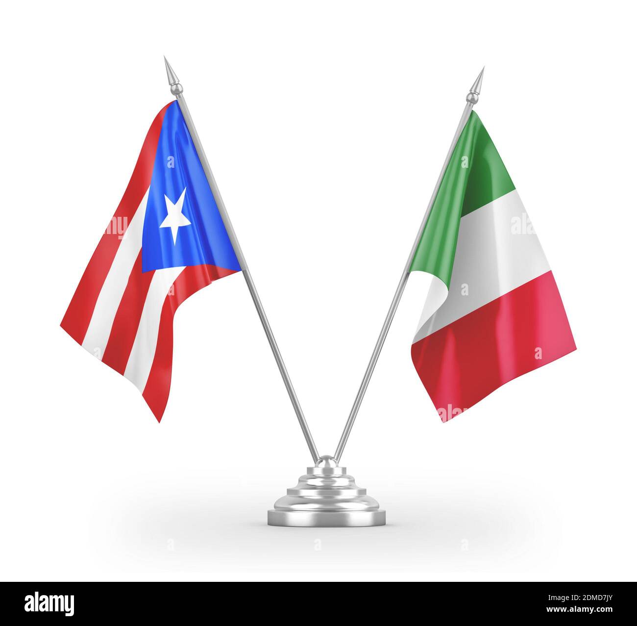 Italy and Puerto Rico table flags isolated on white 3D rendering Stock ...