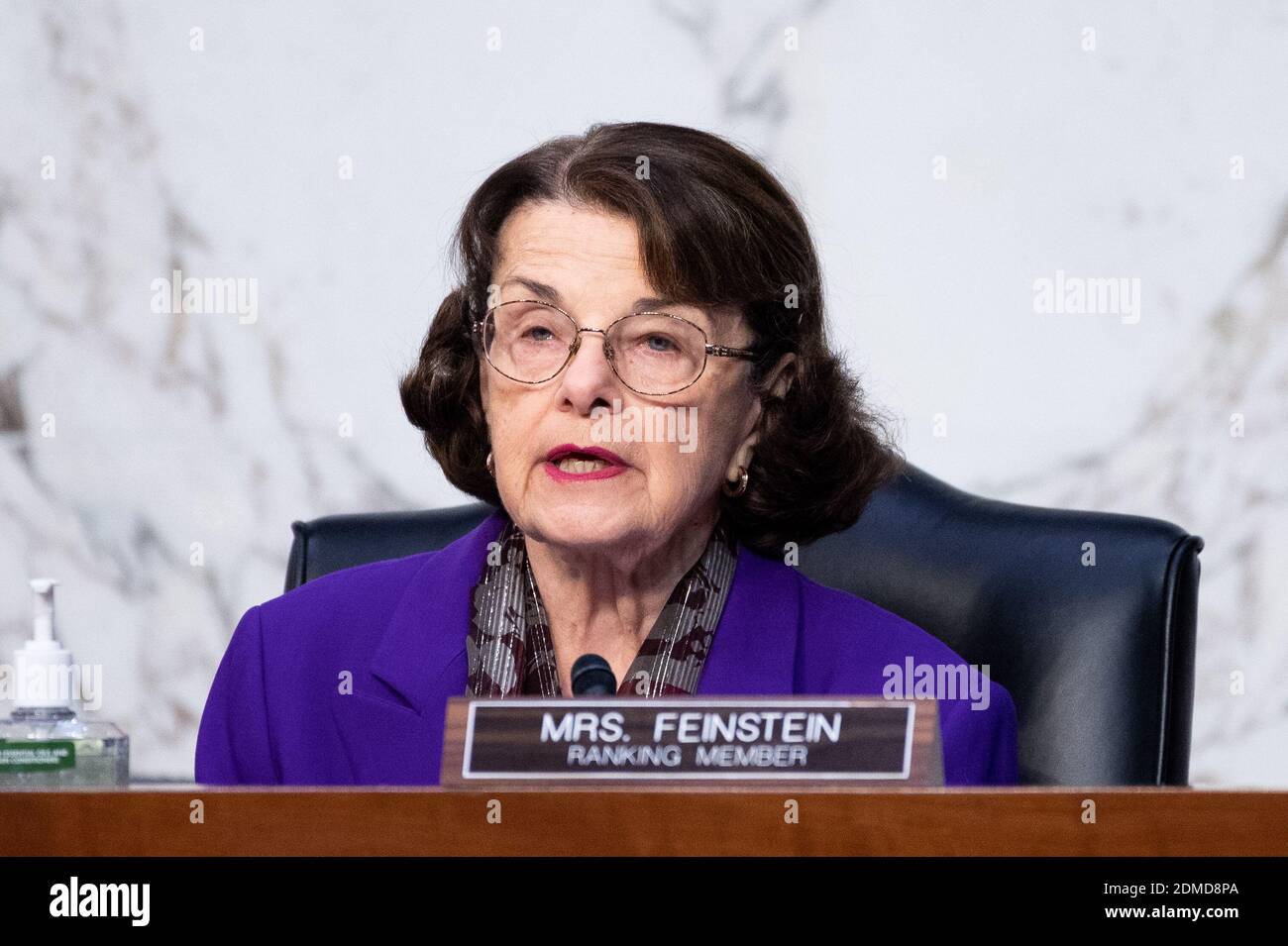 U.S. Senator Dianne Feinstein (D-CA) speaking at a Senate Judiciary ...