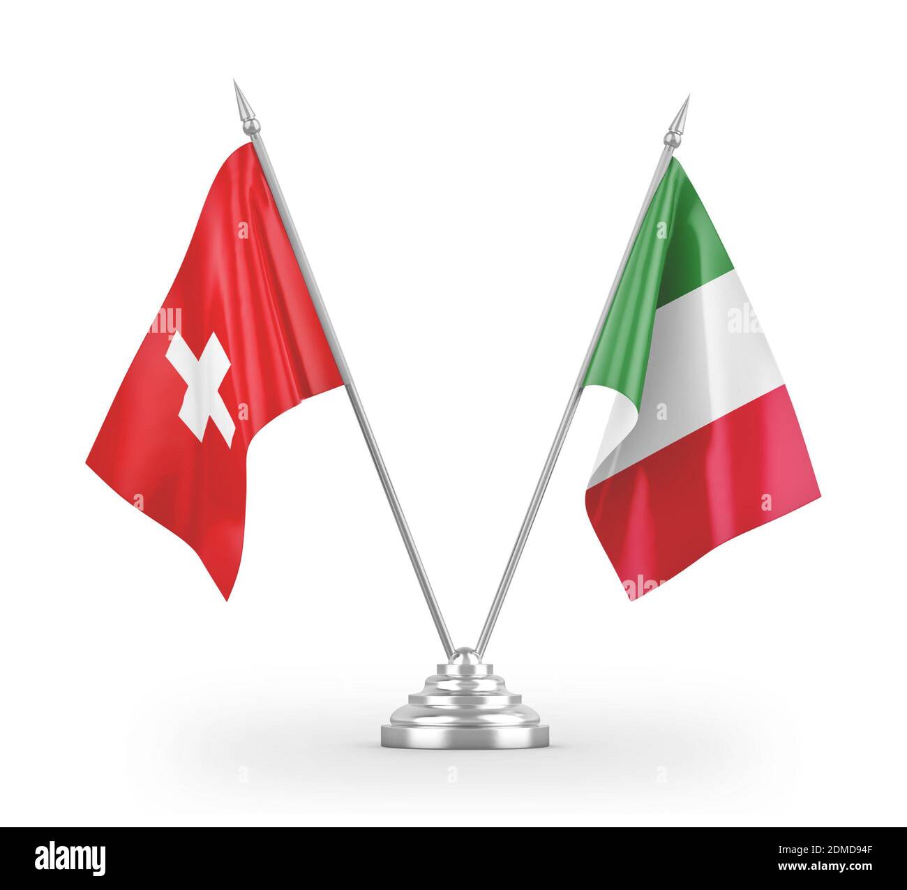 Italy and Switzerland table flags isolated on white 3D rendering Stock ...