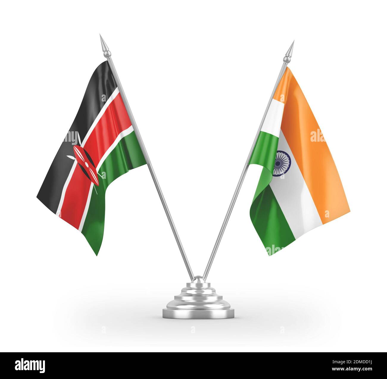 India and Kenya table flags isolated on white 3D rendering Stock Photo ...