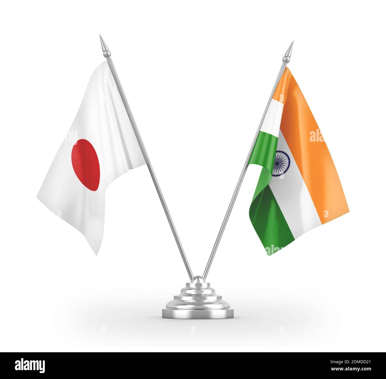 India and Japan table flags isolated on white 3D rendering Stock Photo ...