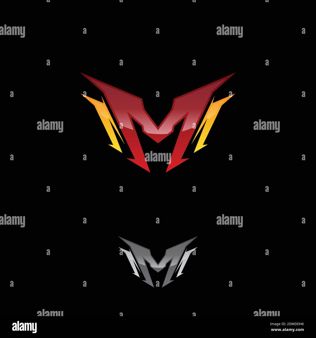 Abstract letter M vector concept design for gaming, robotic, IT ...