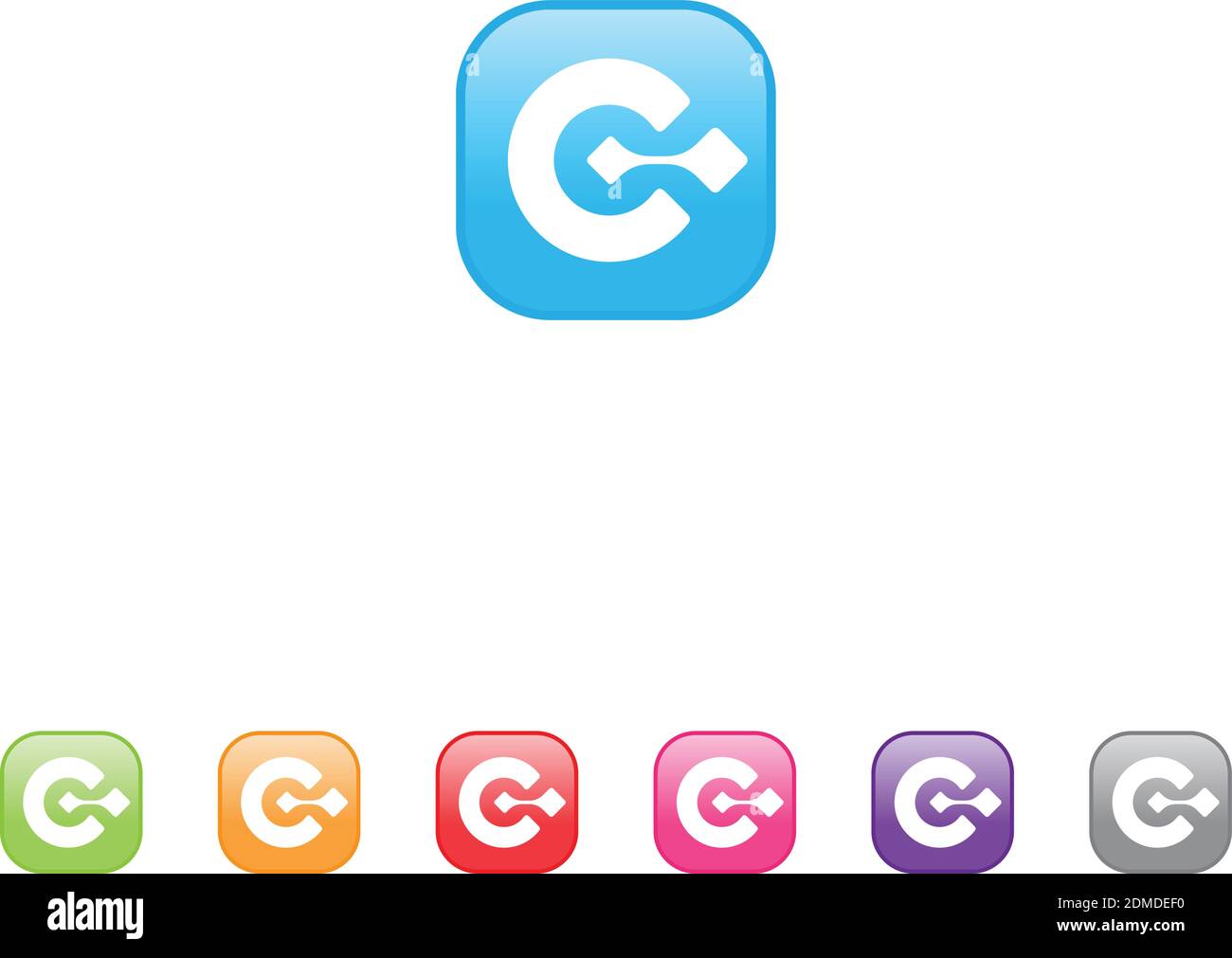 Vector concept design letter C icon for mobile APP with different color ...