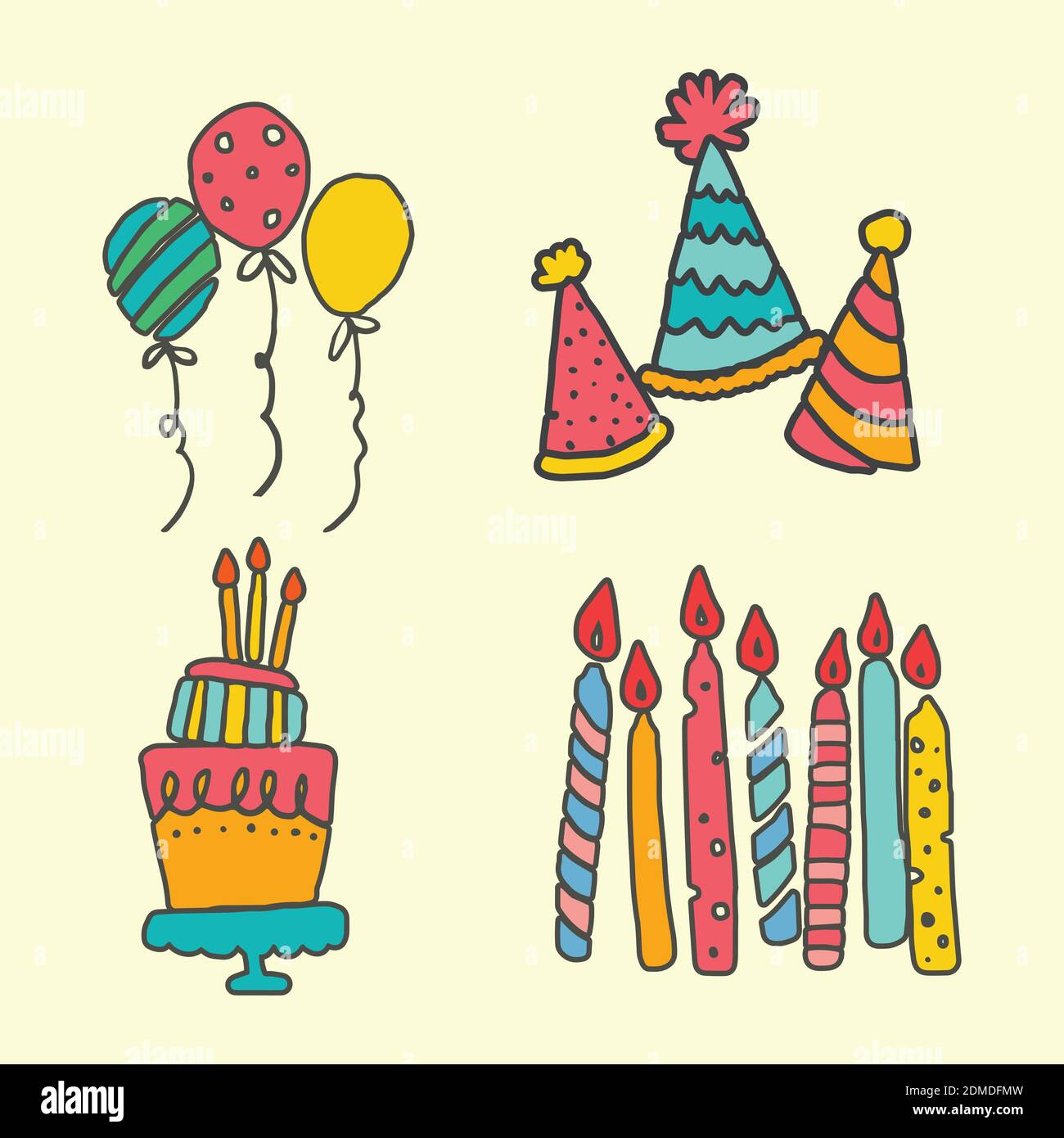 Creative, set of hand drawn doodle cartoon objects and symbols on the ...