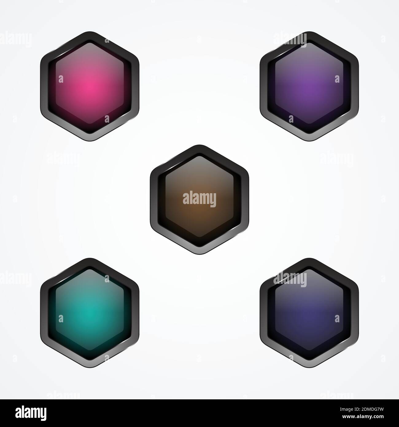 Set design vector hexagon button for web button icon. Web shiny buttons ...