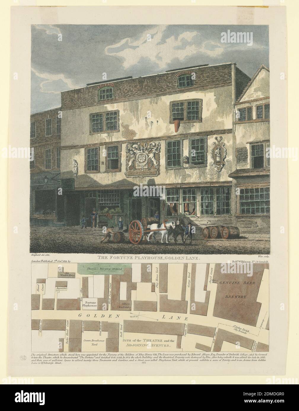 The Fortune Playhouse, Golden Line with Plan of Golden Lane Below, Wise ...