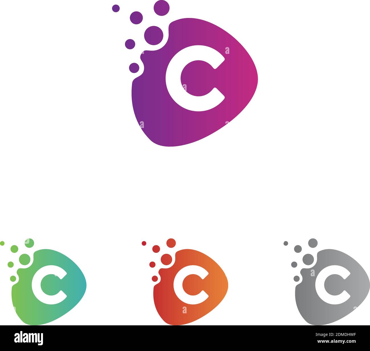 Technology design letter C icon vector with dots for mobile APP. Curve ...