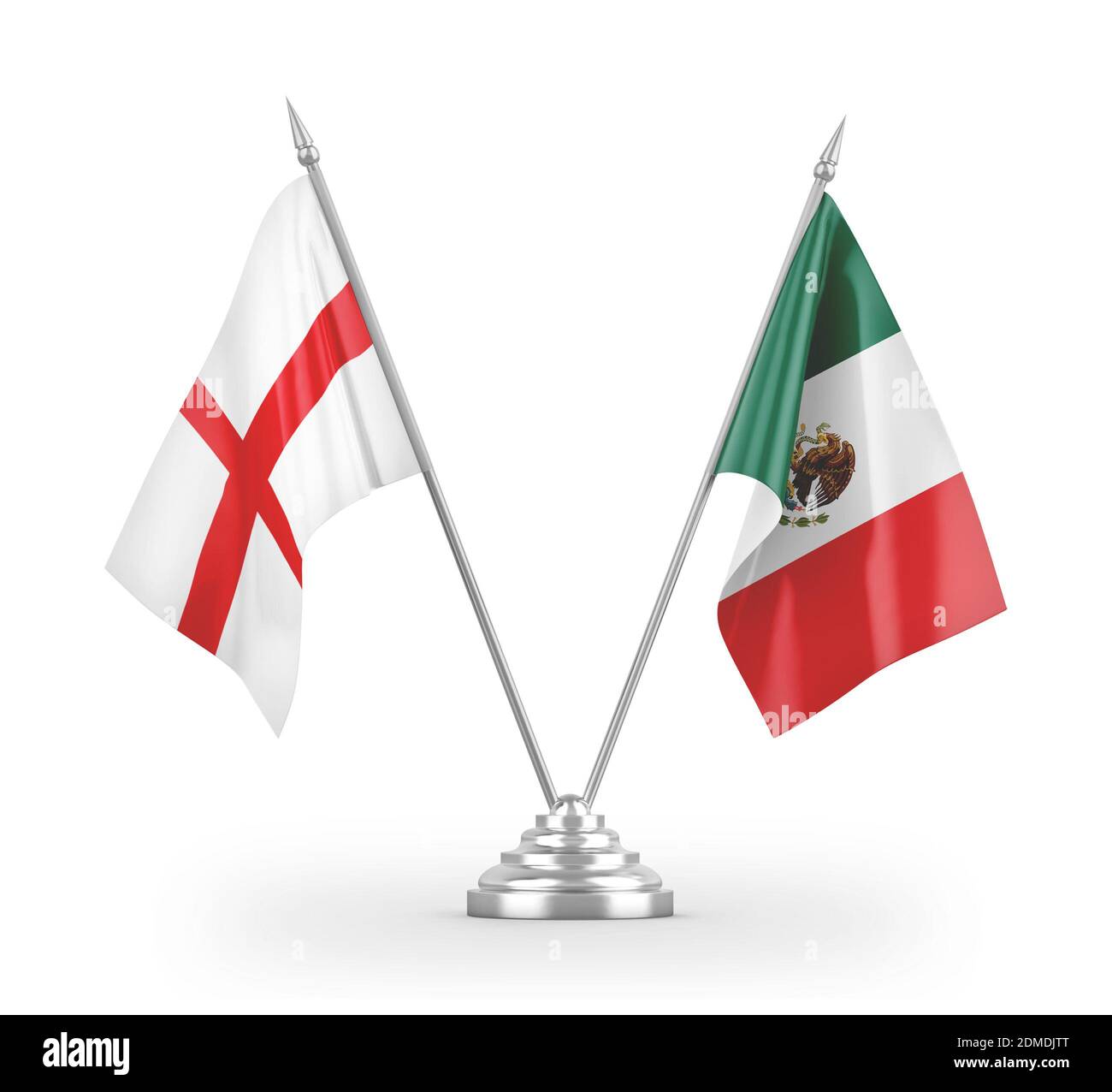 Mexico and England table flags isolated on white 3D rendering Stock ...