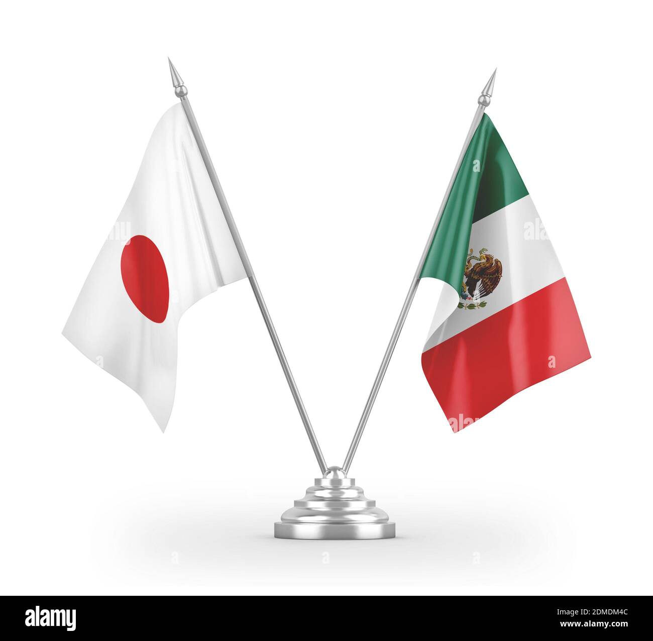 Mexico and Japan table flags isolated on white 3D rendering Stock Photo ...