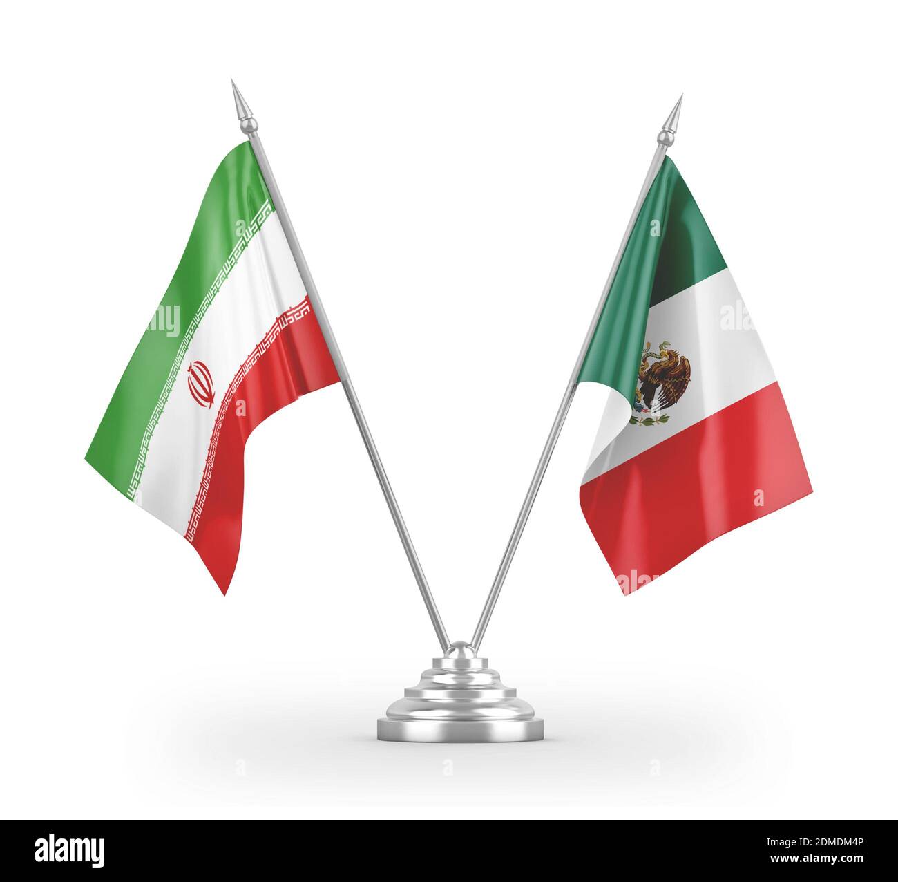 Mexico and Iran table flags isolated on white 3D rendering Stock Photo ...
