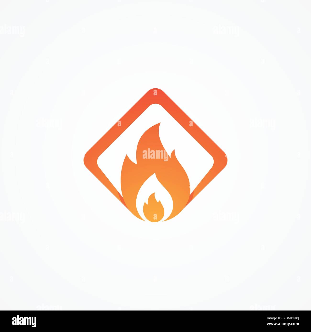 Abstract fire icon concept design shaped square emblem. Creative design ...