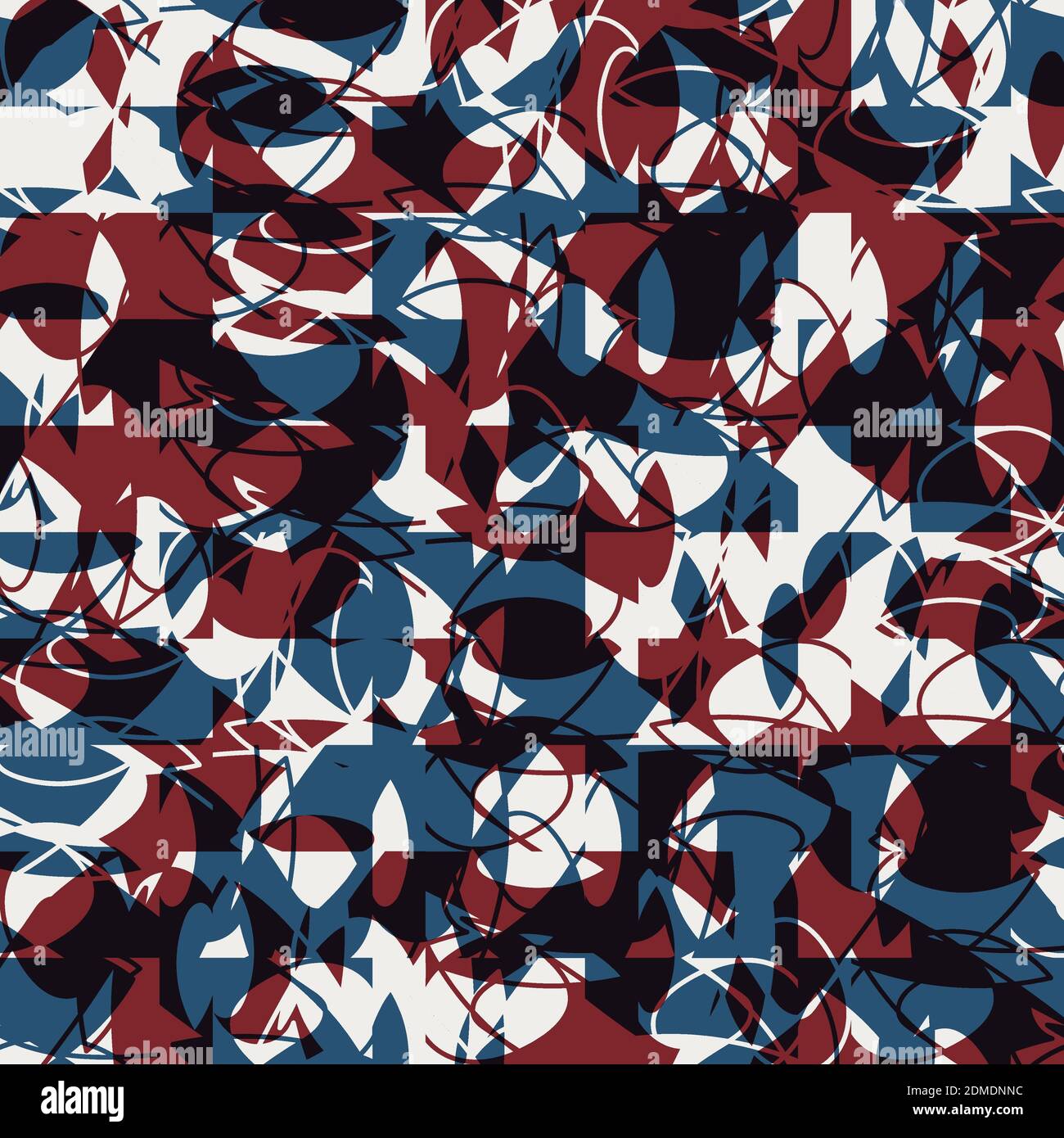 Seamless abstract pattern in red blue black white Stock Photo - Alamy