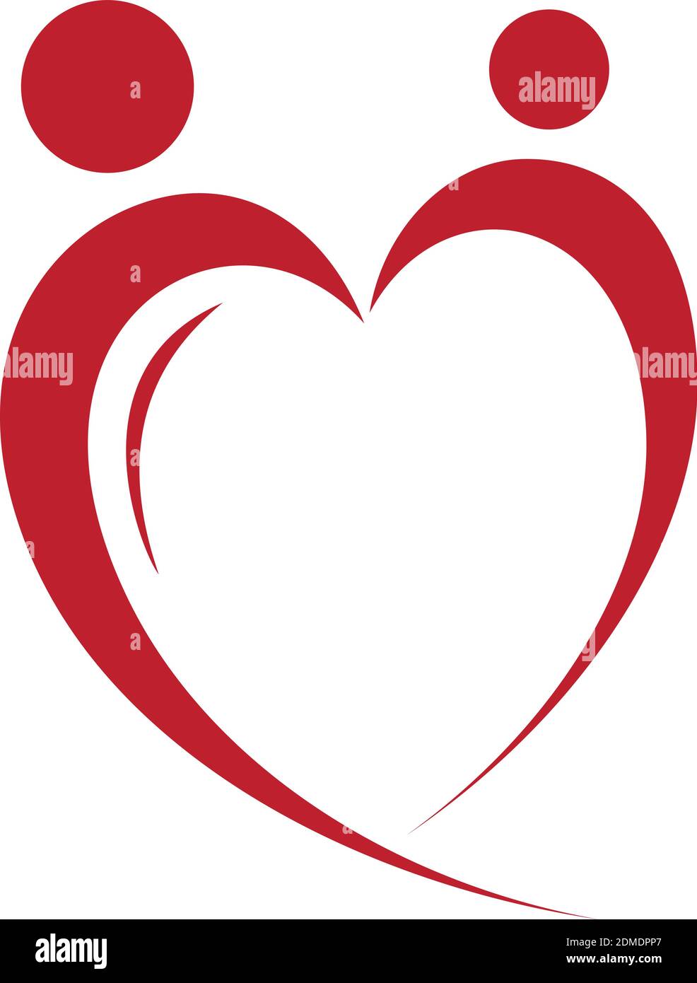 Simple flat icon people shaped heart vector design element isolated on ...