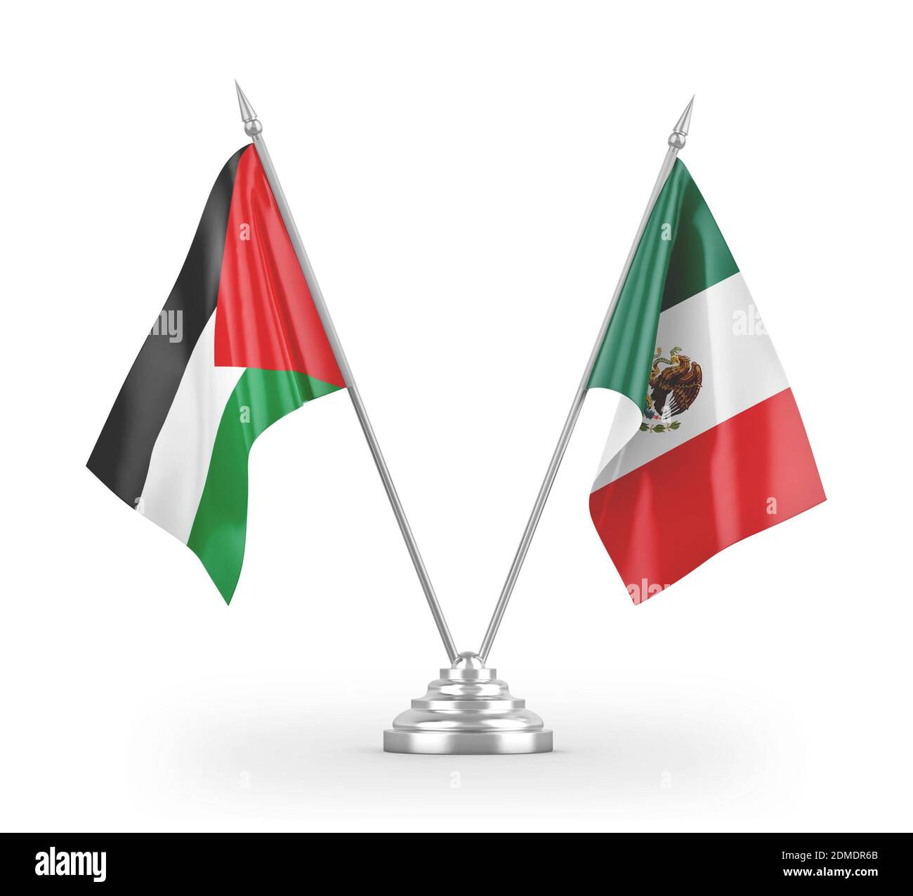 Mexico and Palestine table flags isolated on white 3D rendering Stock ...