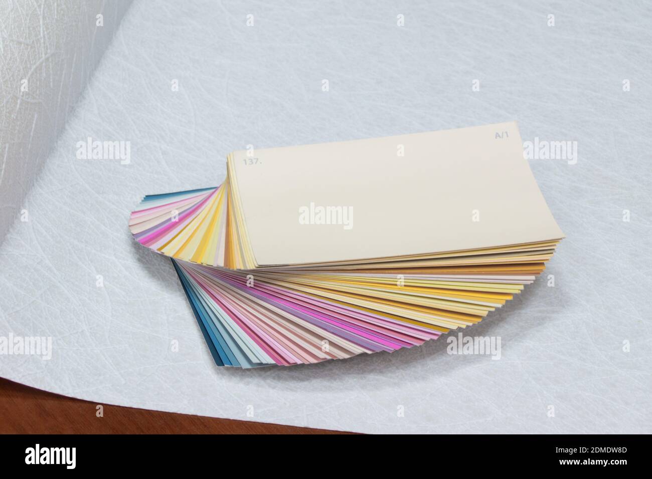 stack of color swatches on wallpaper sheet, selective focus Stock Photo ...