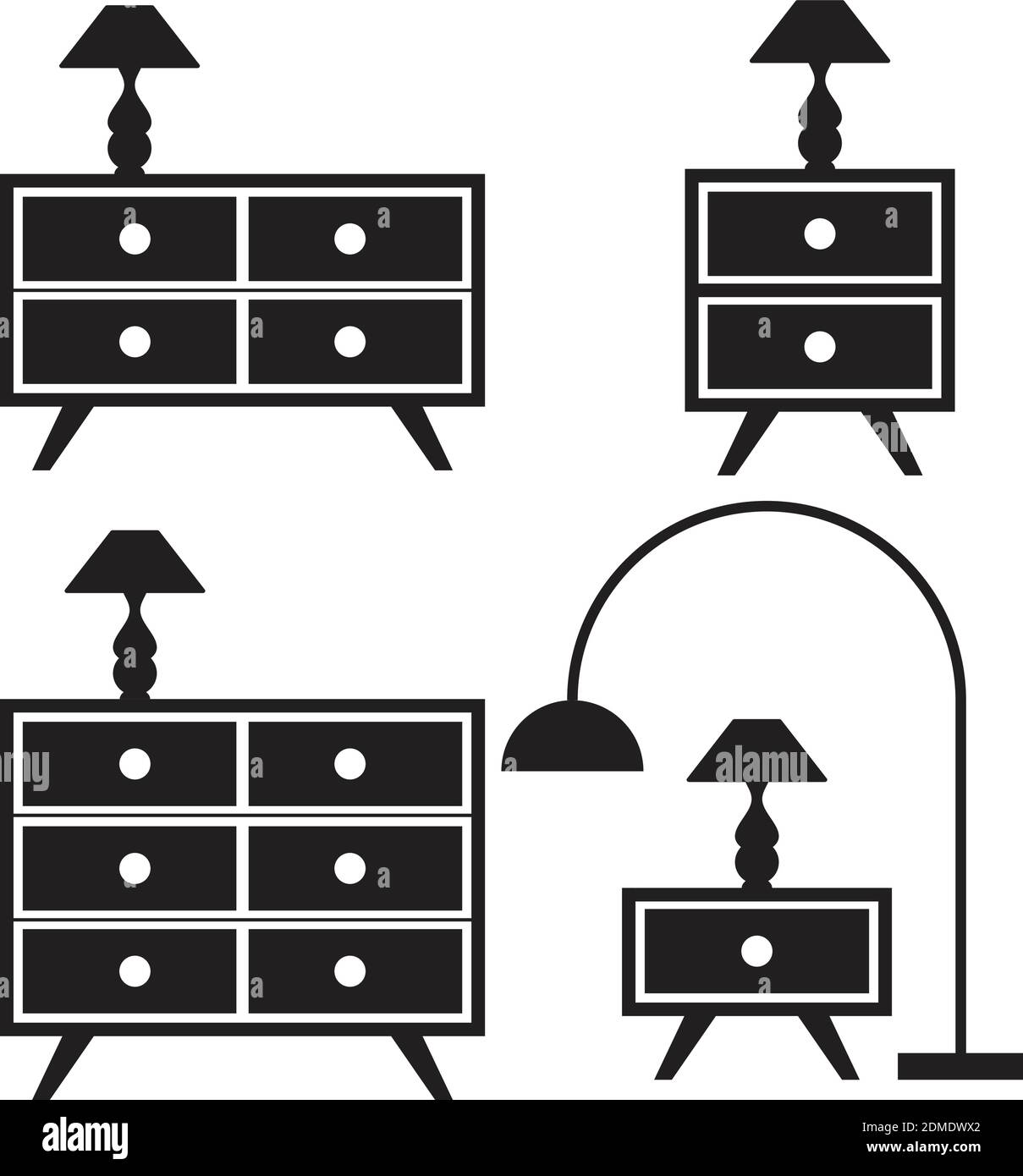 Set silhouette interior furniture concept design. Vector illustration ...