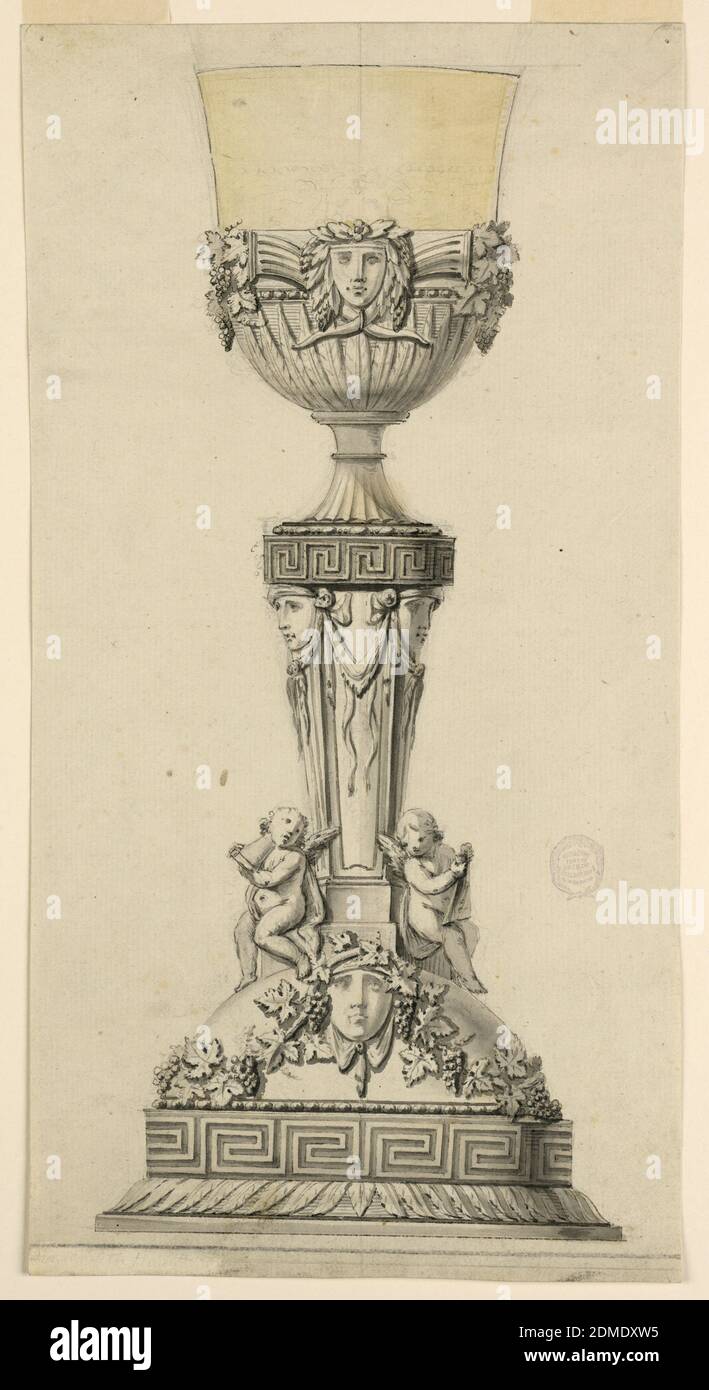 Design for a Chalice, Black chalk, pen and ink, brush and watercolor on ...