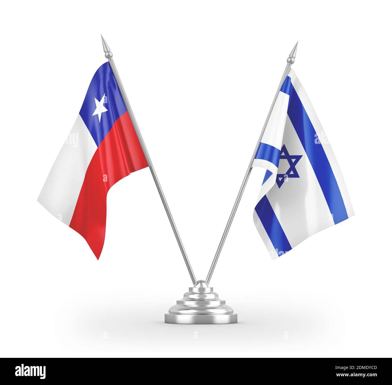 Israel and Chile table flags isolated on white 3D rendering Stock Photo ...