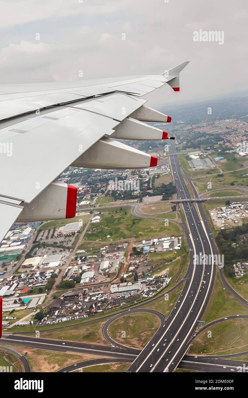 Aerial shot airplane landing on hi-res stock photography and images - Alamy