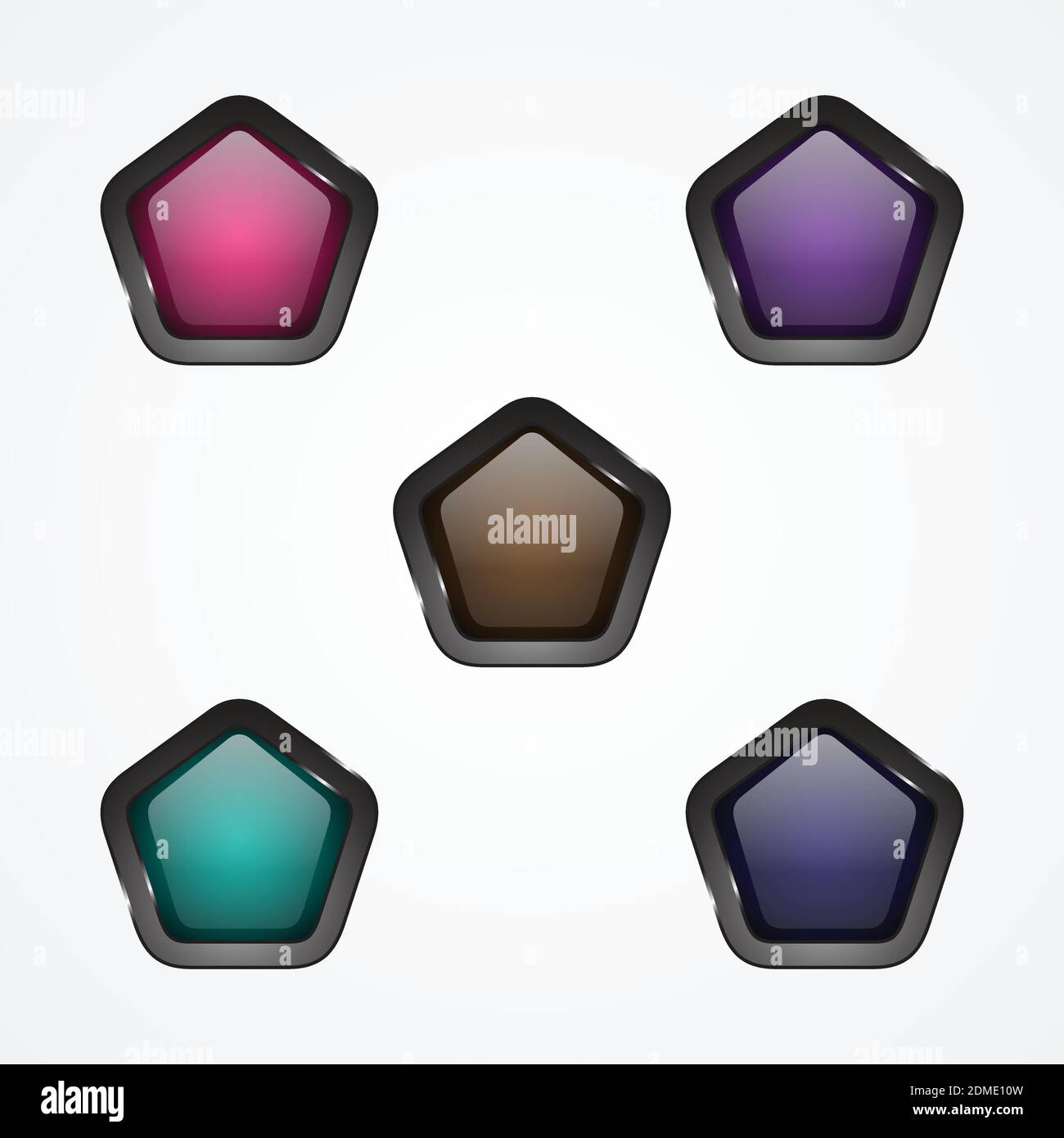 Set design vector pentagon button for web button icon. Web shiny ...