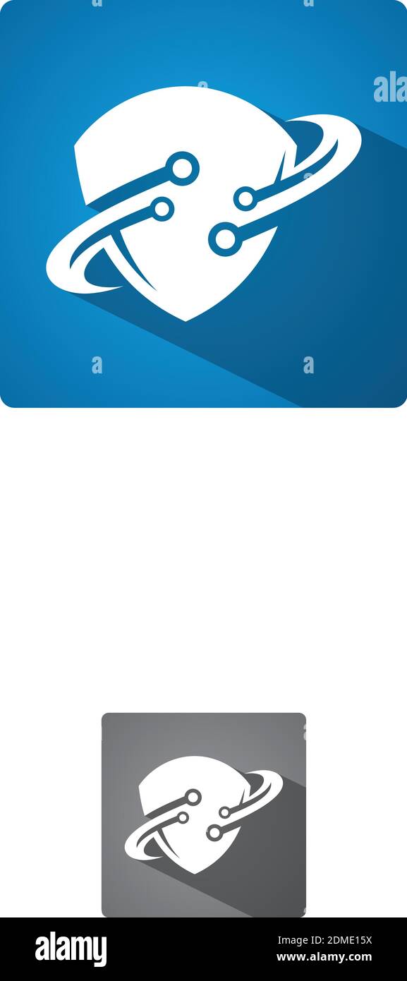 Creative, fun and colorful shield design with orbit rings for APP ...