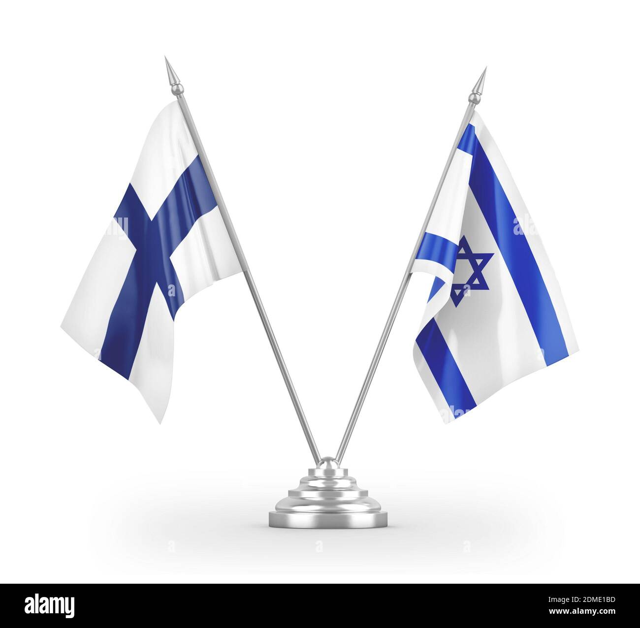 Israel and Finland table flags isolated on white 3D rendering Stock ...