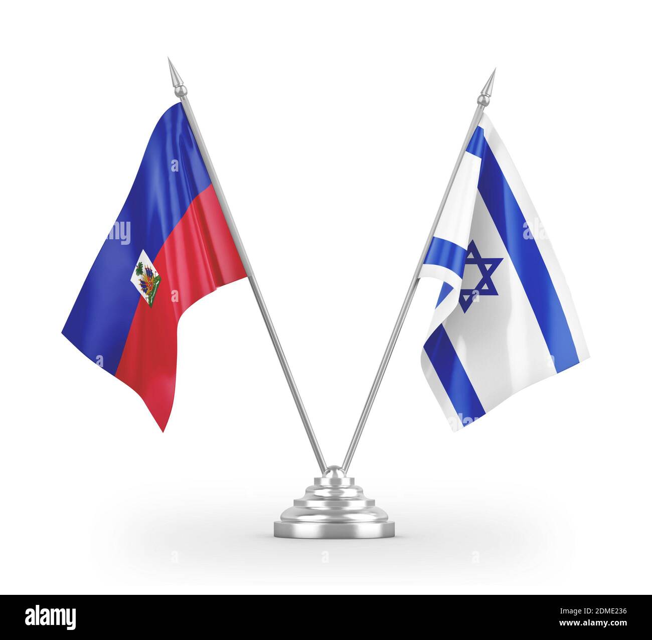 Israel and Haiti table flags isolated on white 3D rendering Stock Photo ...