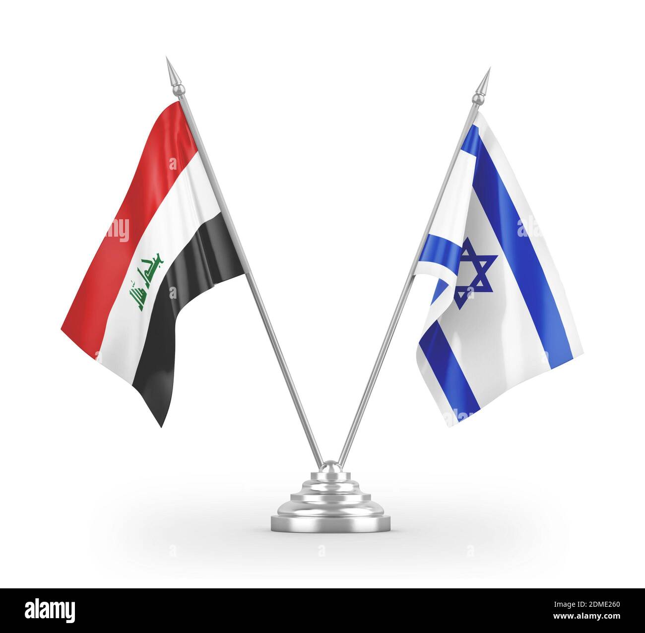 Israel and Iraq table flags isolated on white 3D rendering Stock Photo ...
