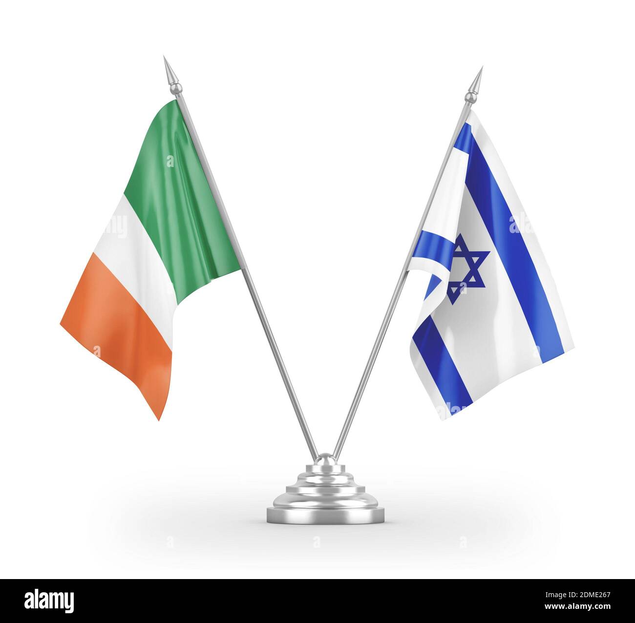 Israel and Ireland table flags isolated on white 3D rendering Stock ...