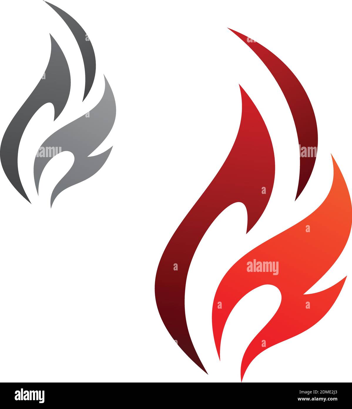 Simple flaming abstract vector icon isolated on the white background ...