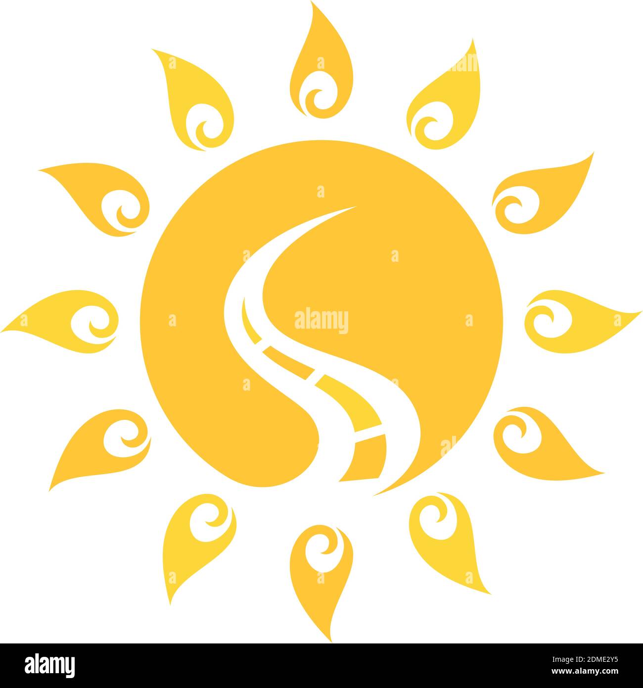 Sun blue sky yellow road sign Stock Vector Images - Alamy