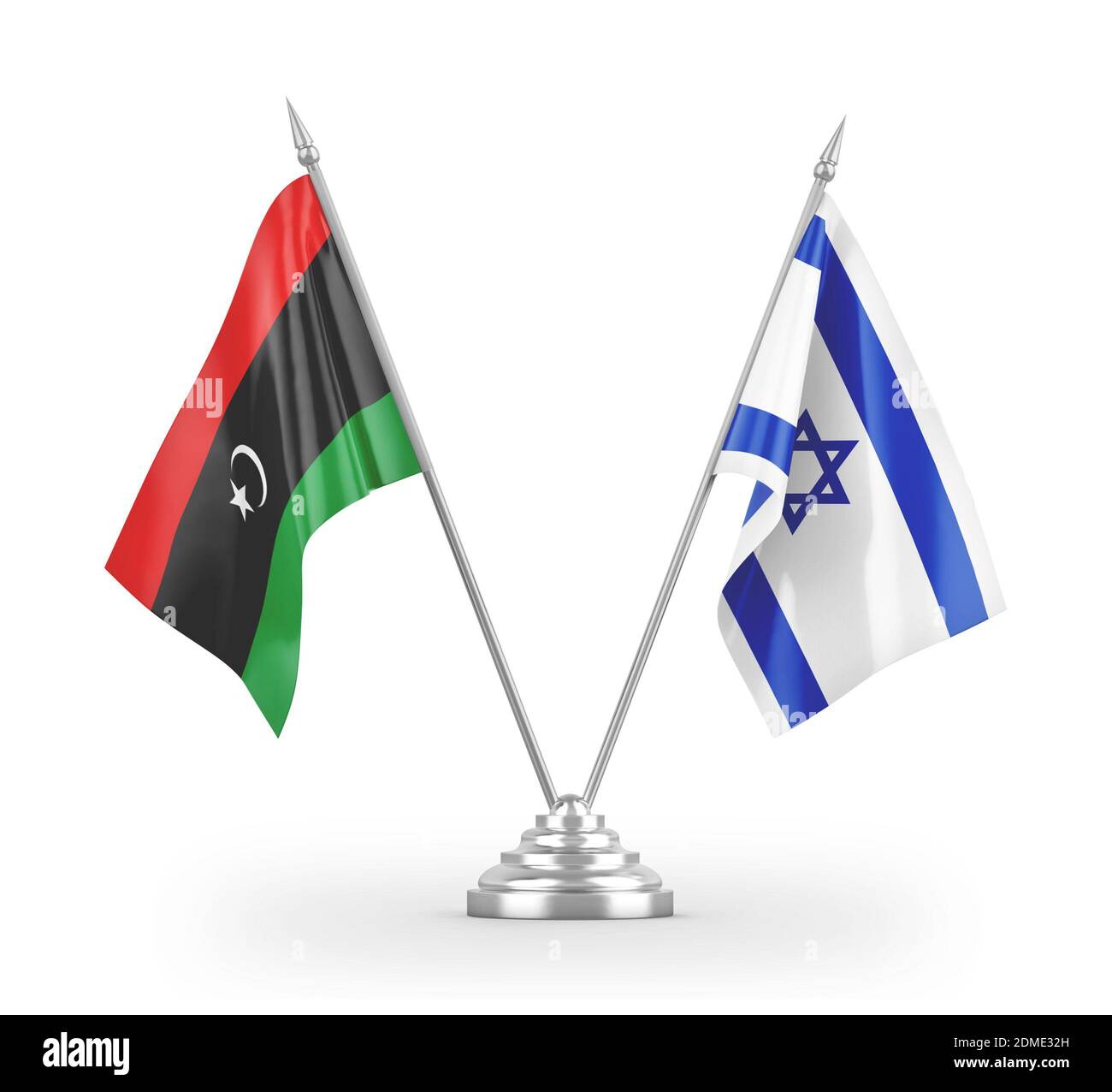 Israel and Libya table flags isolated on white 3D rendering Stock Photo ...