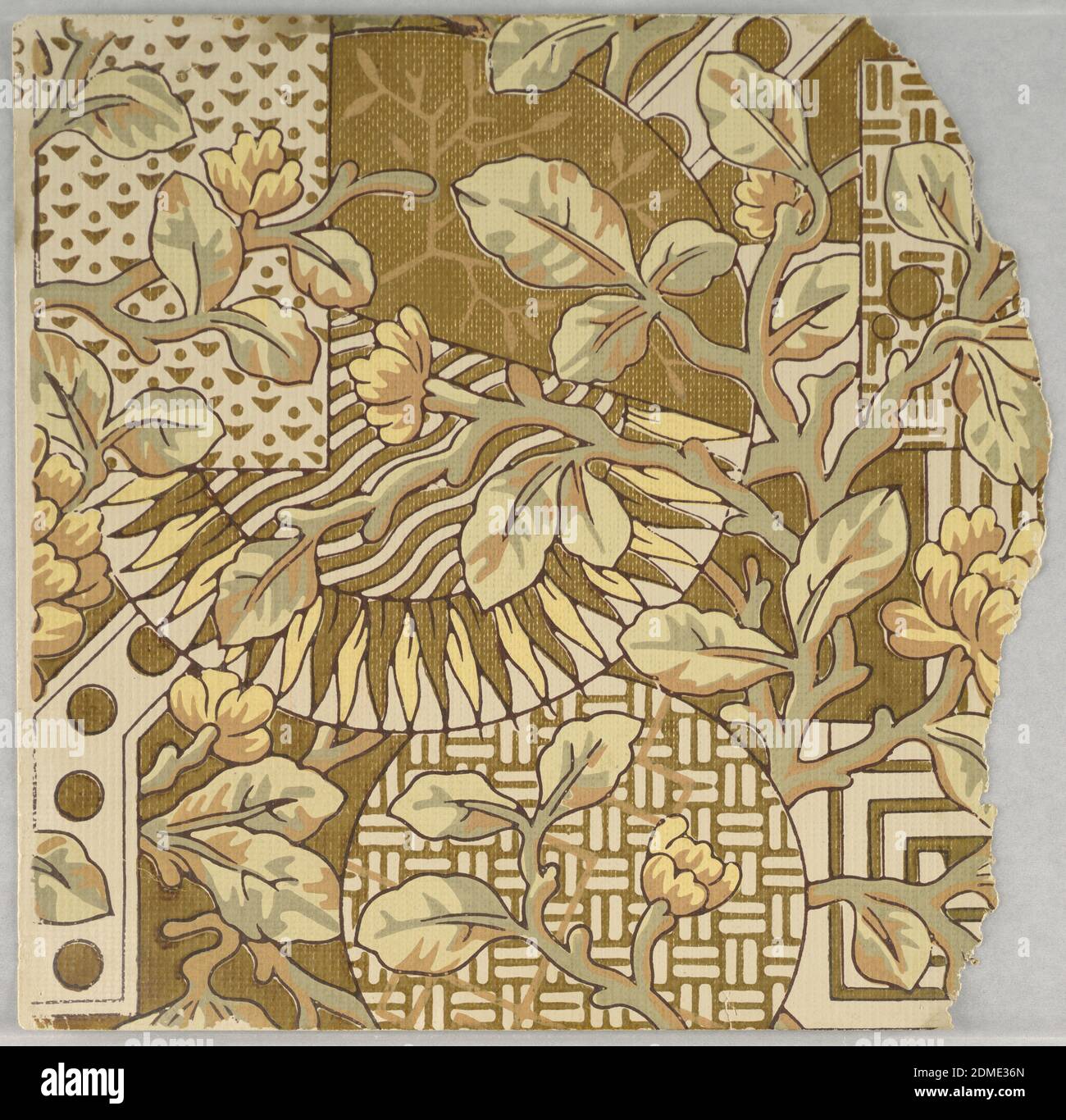 Sidewall sample, Machine-printed on paper, Fragmentary wallpapers from ...