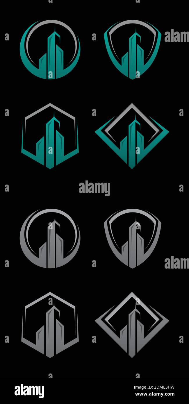 Creative luxury design building symbol with some frames for real estate ...