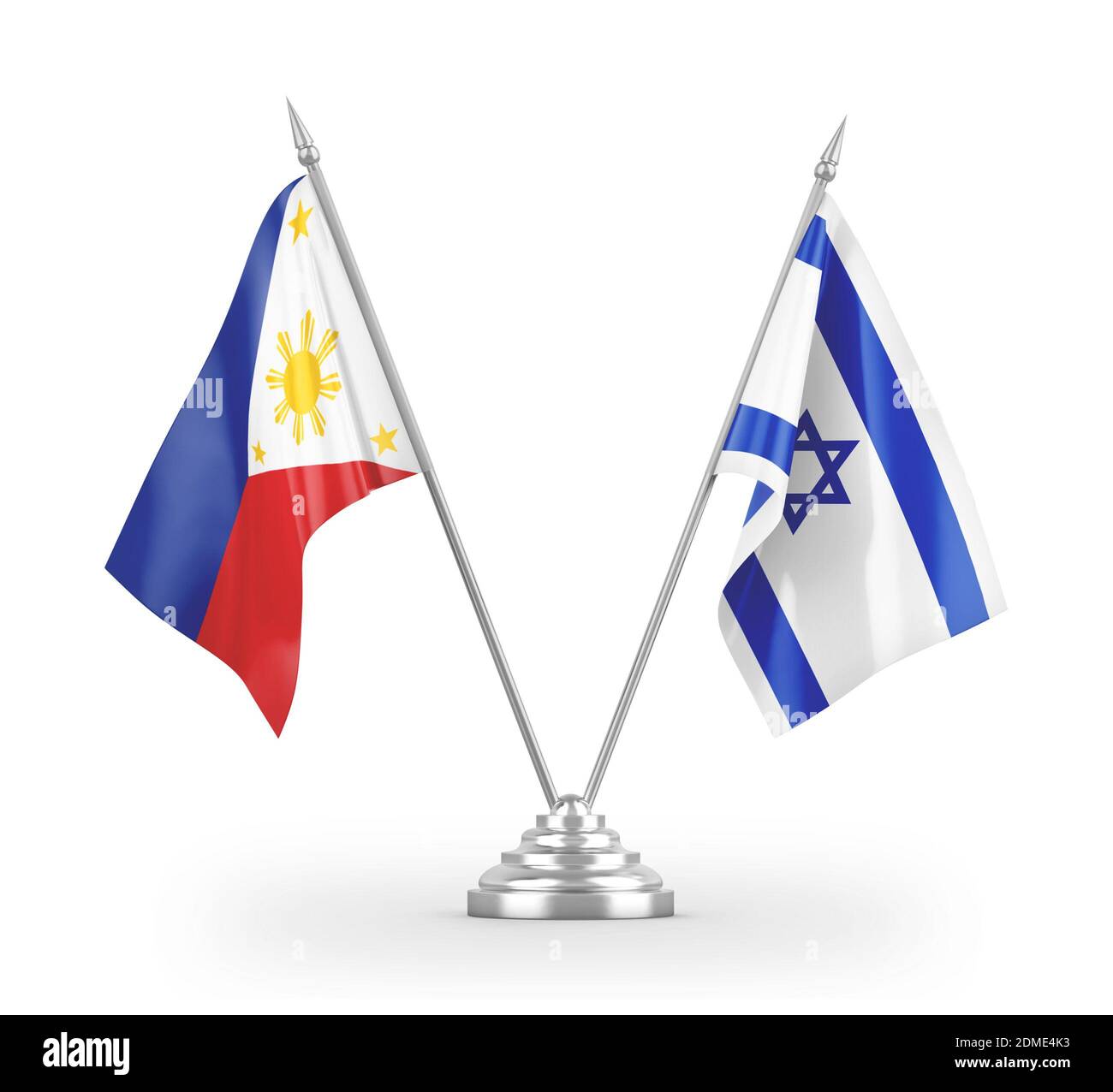 Israel and Philippines table flags isolated on white 3D rendering Stock ...
