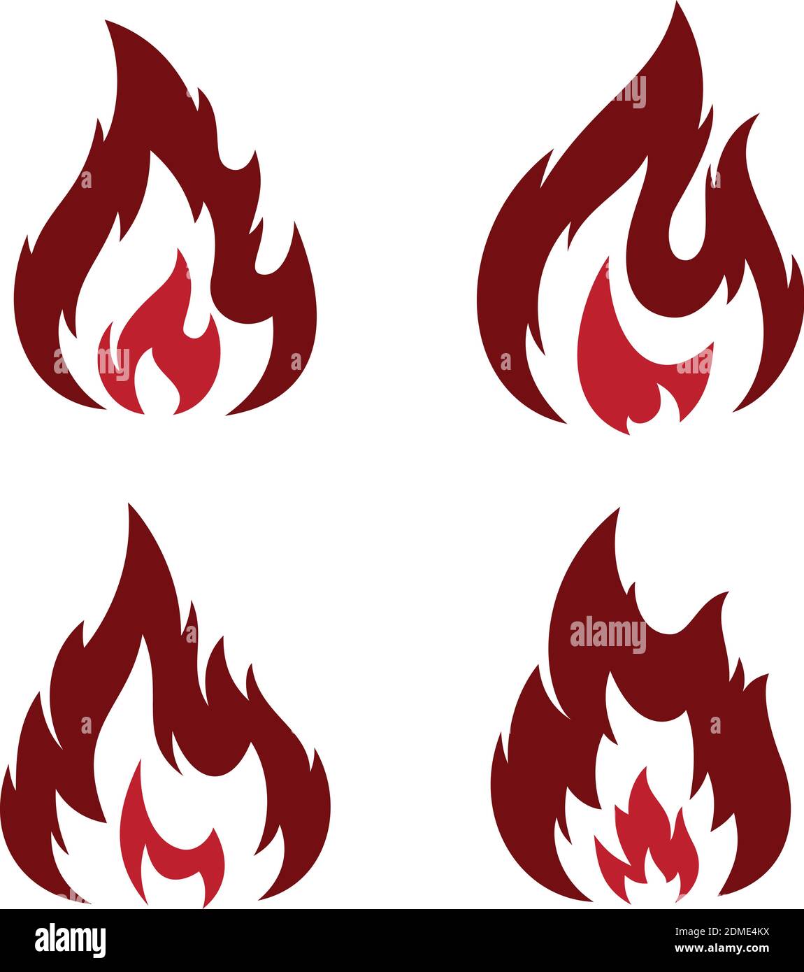 Set tribal flame abstract vector icon isolated on the blank background ...