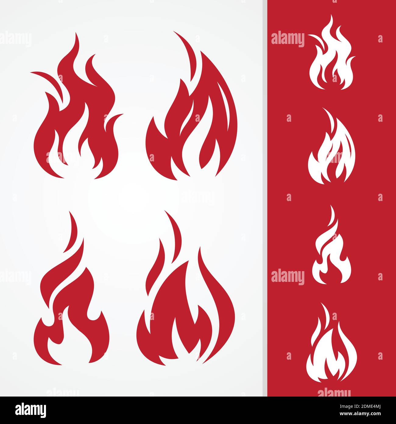 Set tribal fire abstract vector icon isolated on the different ...