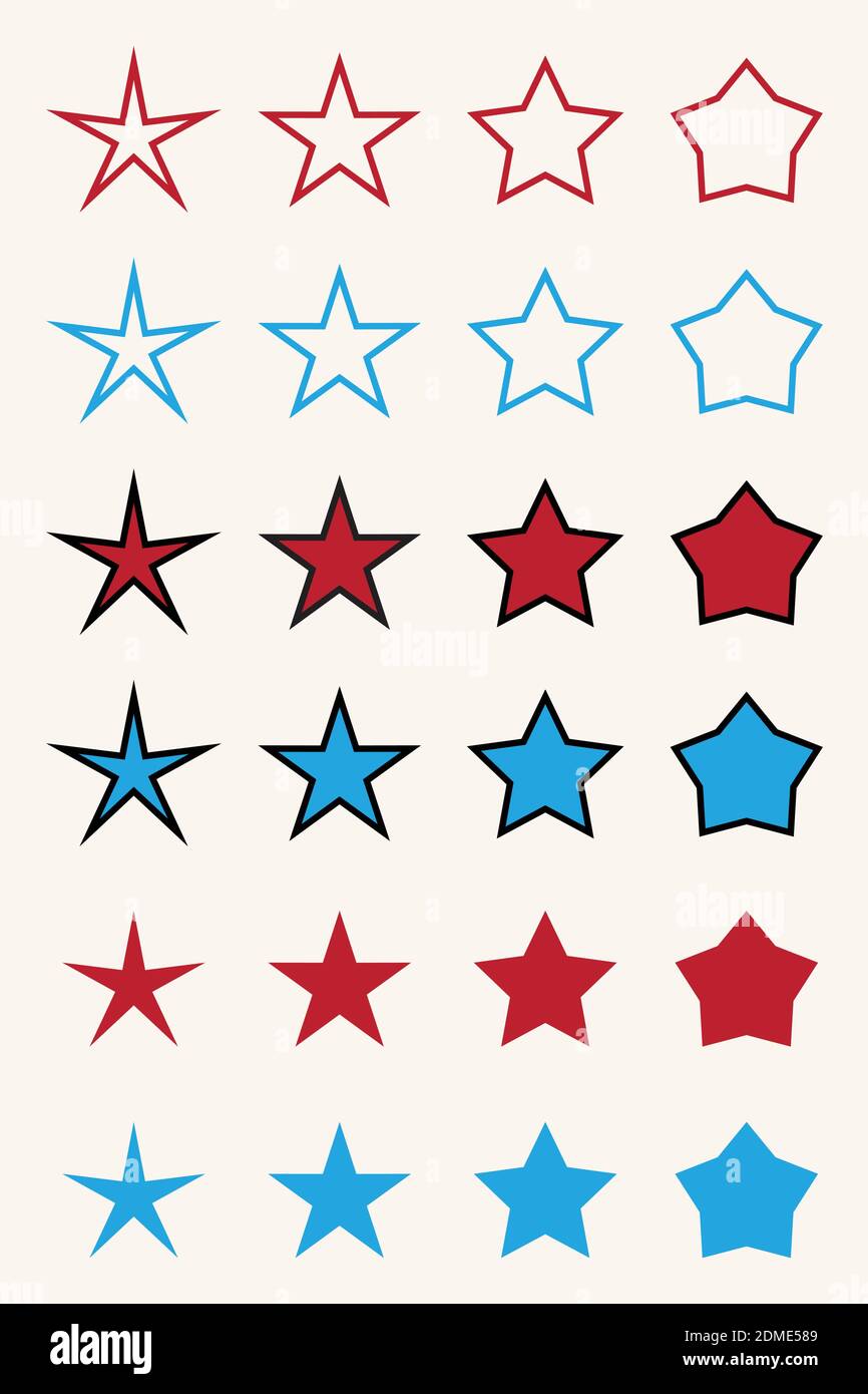 Set stars element icon vector with different design and color on the ...