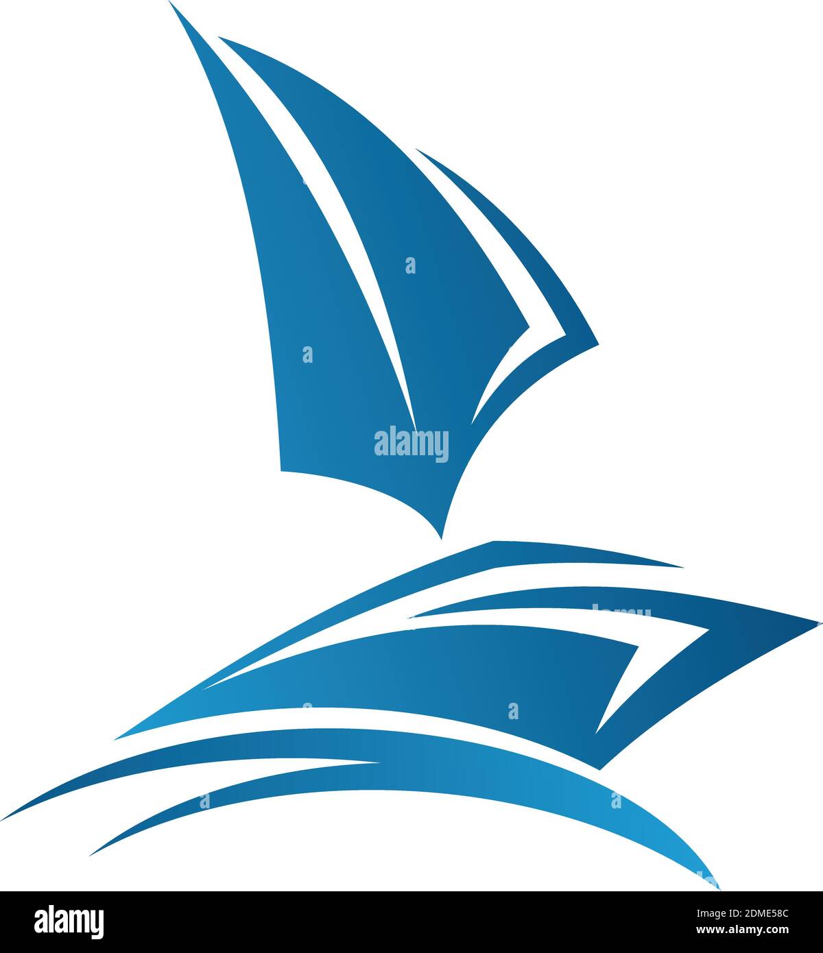 Simple, luxury sailboat vector concept design with abstract wave ...