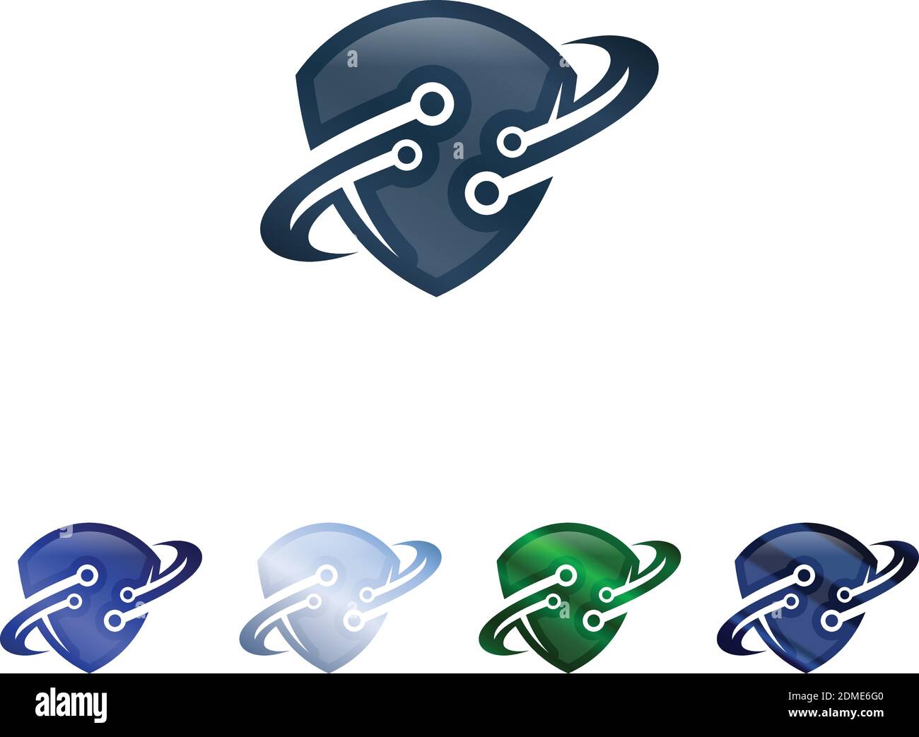 Creative, fun and colorful shield design with orbit rings. Technology ...