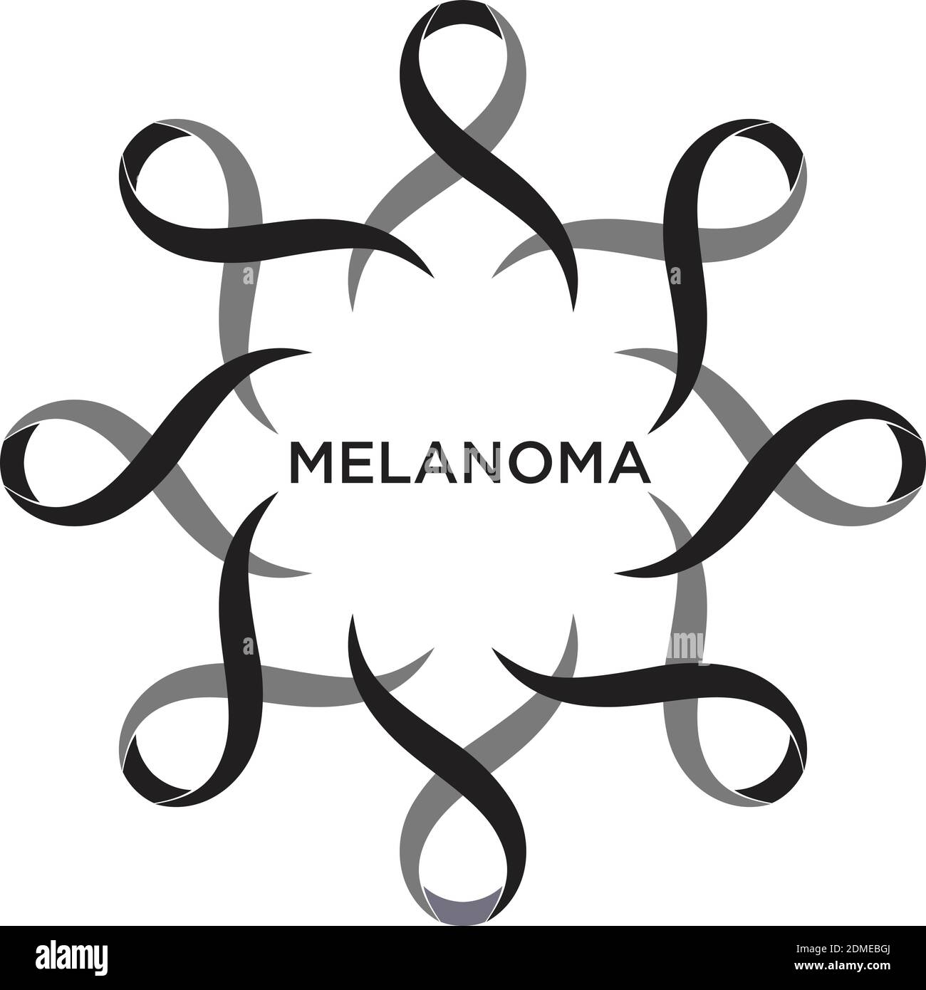 Cancer ribbon black color representing the support of tackling cancers ...